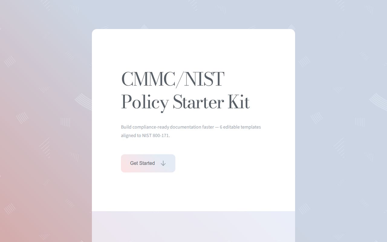 CMMC Starter Kit Landing